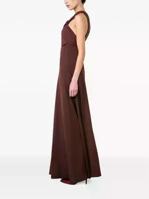 CAYET Naomi Twist-detail Cutout Maxi Dress - Brown