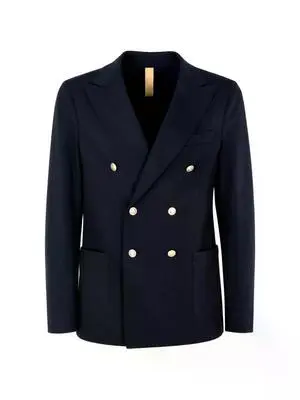 Eleventy Double-breasted Cotton Blazer - Blue