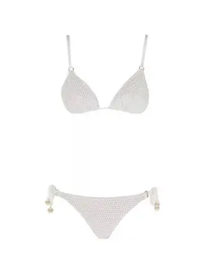 PIN-UP STARS Crochet-knit Lamé Bikini - White
