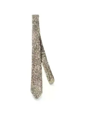 Brunello Cucinelli Mohair And Wool Craquelé Embroidery Neck Tie - Silver