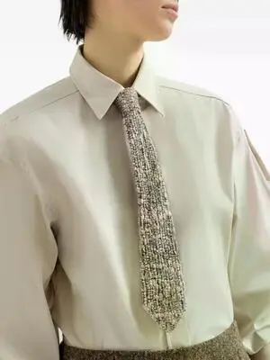 Brunello Cucinelli Mohair And Wool Craquelé Embroidery Neck Tie
