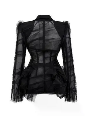 Matieres Fecales Ruffled-detail Jacket - Black
