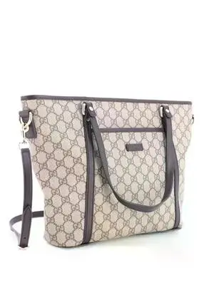 Gucci Front Pocket Convertible Gg Coated Canvas Medium Tote Bag - Brown