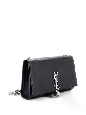 Saint Laurent Classic Monogram Tassel Crocodile Embossed Leather Medium Crossbody Bag