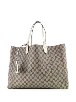 Gucci Reversible Gg Coated Canvas With Leather Medium Tote Bag
