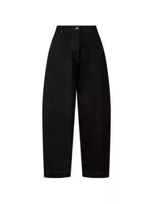 STUDIO TOMBOY Contrast-stitch Cotton Trousers - Black