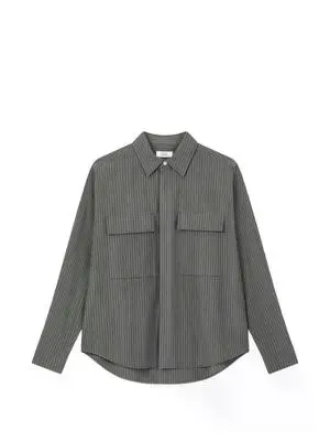 STUDIO TOMBOY Striped Chest-pockets Cotton Shirt - Grey
