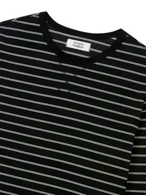 STUDIO TOMBOY Striped Long-sleeve Cotton T-shirt - Black
