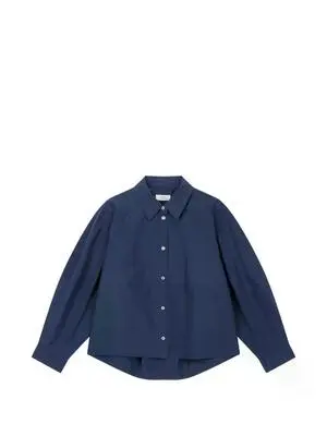 STUDIO TOMBOY Raglan-sleeve Button-down Cotton Shirt - Blue