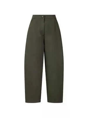 STUDIO TOMBOY Elasticated-waist Cotton Chino Trousers - Green