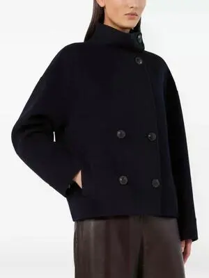 Max Mara Double-breasted High-neck Coat - Blue