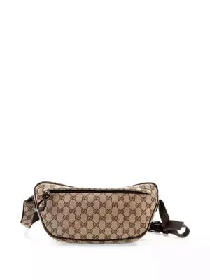 Gucci Front Pocket Sling Bag Gg Canvas Large Belt Bag - Brown