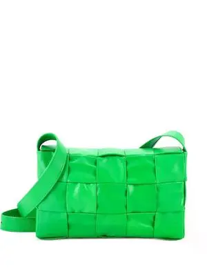 Bottega Veneta Cassette Maxi Intrecciato Leather Crossbody Bag - Green
