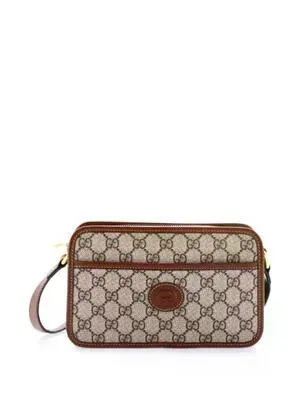 Gucci Interlocking G Patch Camera Bag Gg Coated Canvas Mini Crossbody Bag - Brown