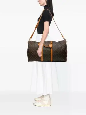 LOUIS VUITTON 1988 Monogram Keepall Bandouliere 60 Travel Bag - Brown