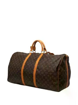 LOUIS VUITTON 1988 Monogram Keepall Bandouliere 60 Travel Bag - Brown
