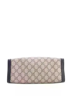 Gucci Padlock Chain Tote Gg Coated Canvas Leather Small Shoulder Bag - Black