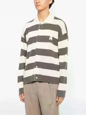 AMI Paris De Coeur Cardigan With Horizontal Stripes