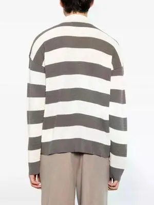 AMI Paris De Coeur Cardigan With Horizontal Stripes