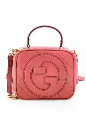 Gucci Blondie Nm Top Handle Shoulder Bag Diagonal Quilted Leather Satchel - Pink