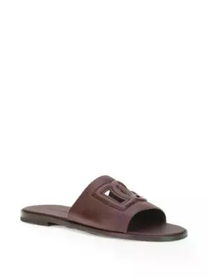 Dolce & Gabbana Dg Logo Leather Slides