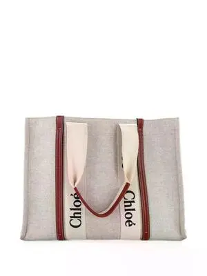 Chloé Woody Large Canvas & Leather Tote Bag - Neutrals