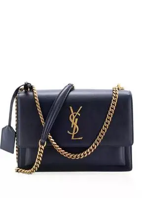 Saint Laurent Sunset Leather Medium Crossbody Bag - Blue