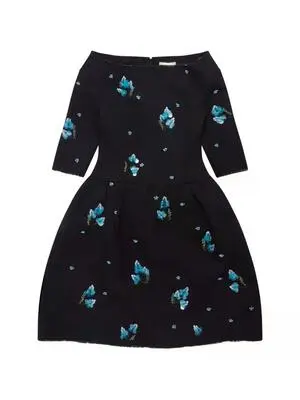 SHUSHU/TONG Floral-embroidered Mini Dress - Black