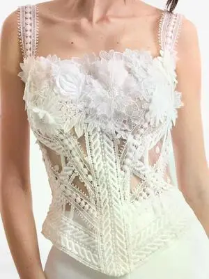 GEMY MAALOUF Floral Applique Lace Corset Top