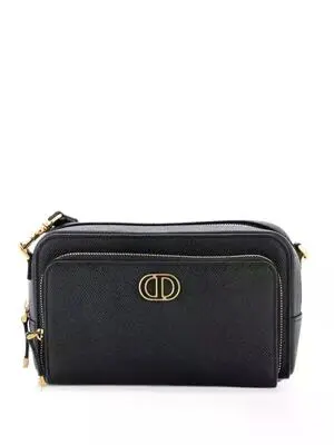 Dior Caro Double Pouch Leather Crossbody Bag - Black