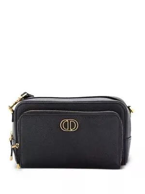 Dior Caro Double Pouch Leather Crossbody Bag - Black