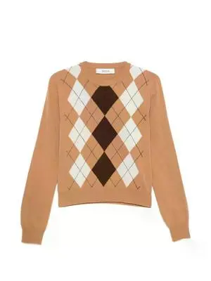 JUCCA Argyle-pattern Crew-neck Sweater - Neutrals