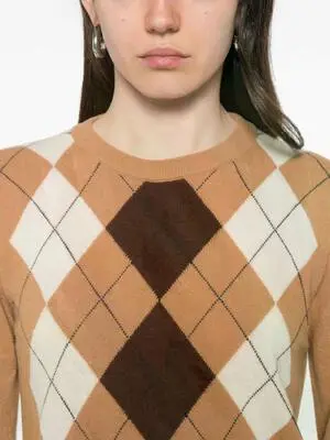 JUCCA Argyle-pattern Crew-neck Sweater