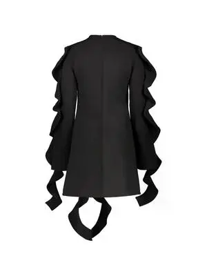 ELLERY Ruffle-detail Long-sleeve Mini Dress - Black
