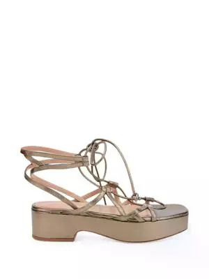 Alberta Ferretti Lace-up Heeled Sandals - Gold