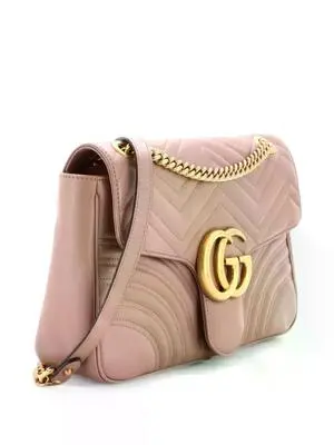 Gucci Gg Marmont Flap Bag Matelasse Leather Medium Shoulder Bag