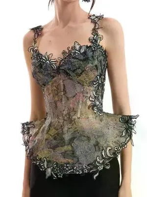 GEMY MAALOUF Embroidered Peplum Corset