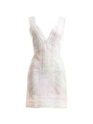 GEMY MAALOUF Geometric-lace Fitted Dress - White