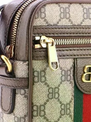 Balenciaga X Gucci The Hacker Project Zip Messenger Bag Bb Coated Canvas Mini Crossbody Bag
