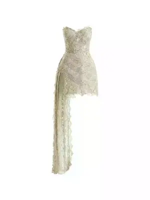 GEMY MAALOUF Guipure Lace Asymmetric Dress - Green