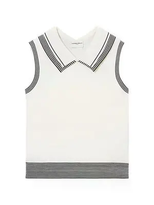 Claudie Pierlot Sleeveless Knitted Top With Striped Details - White