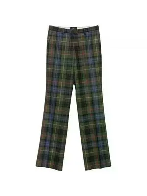 Etro Wool Tartan-check Straight-leg Trousers - Green