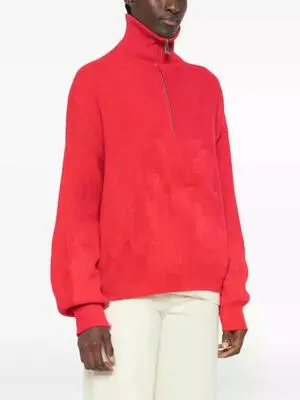 Malo Ribbed-knit Half-zip Sweater - Red