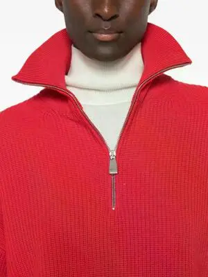 Malo Ribbed-knit Half-zip Sweater