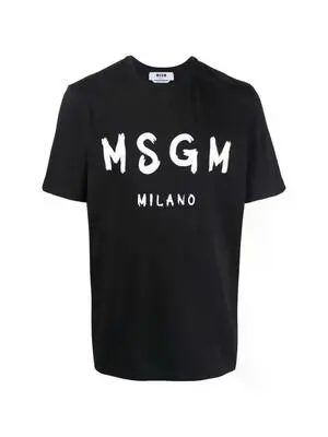 MSGM Brushstroke-logo T-shirt - Black
