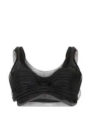 Alberta Ferretti Gathered Silk Top - Black