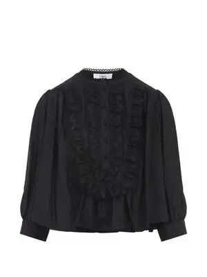 Chloé Ruffled Lace-trim Blouse - Black