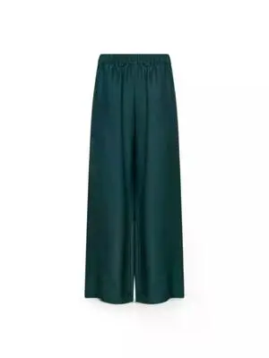 Max Mara Elasticated Wide-leg Silk Trousers - Green