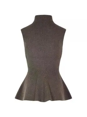 RÓHE Sculptural Ribbed-knit Peplum Top