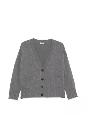 BASE V-neck Cardigan With Button Fastening - Grey